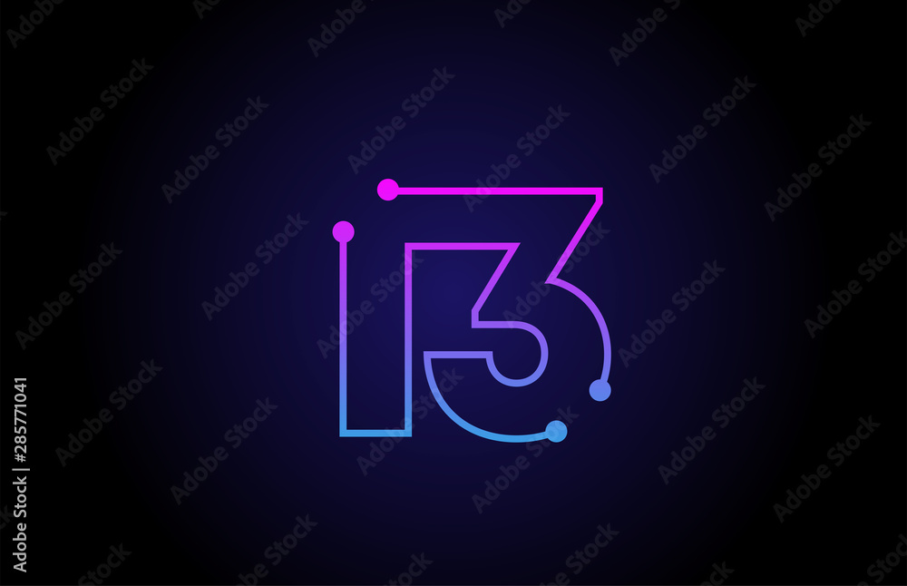 Number 13 logo icon design in pink blue colors Stock Vector | Adobe Stock