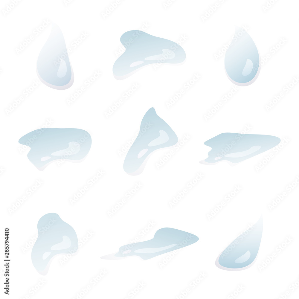 Different shape of waterdrops vector isolated on white background ...