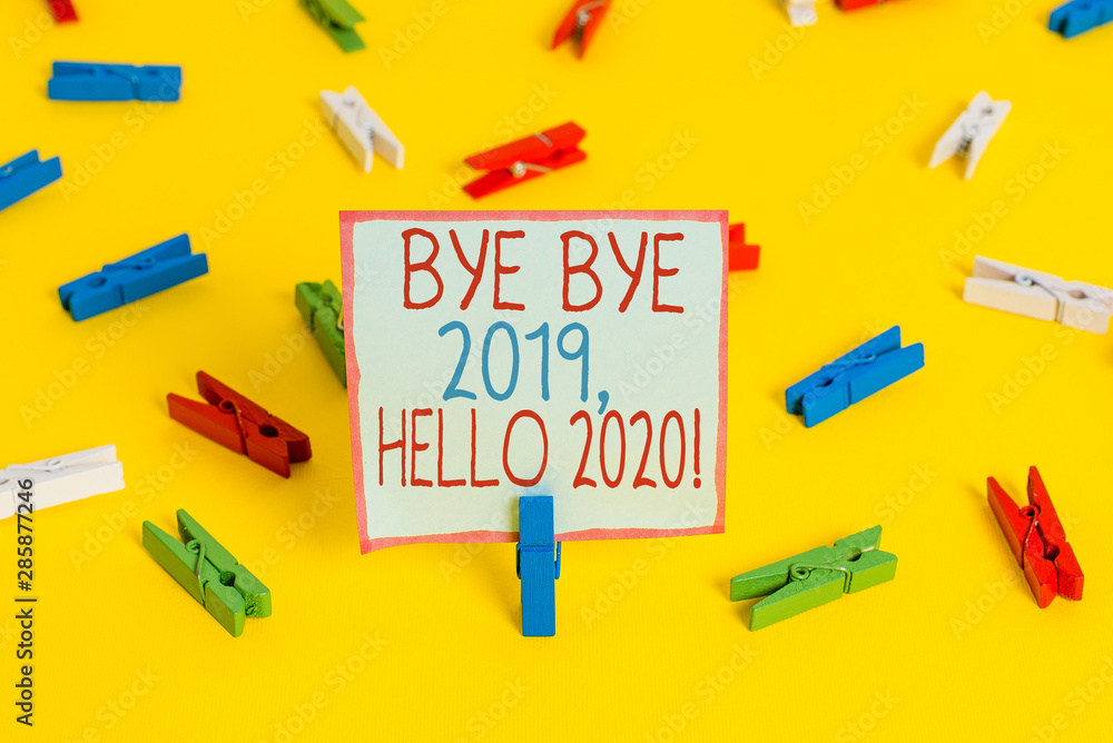 Photo Stock Conceptual hand writing showing Bye Bye 2019 Hello 2020 ...