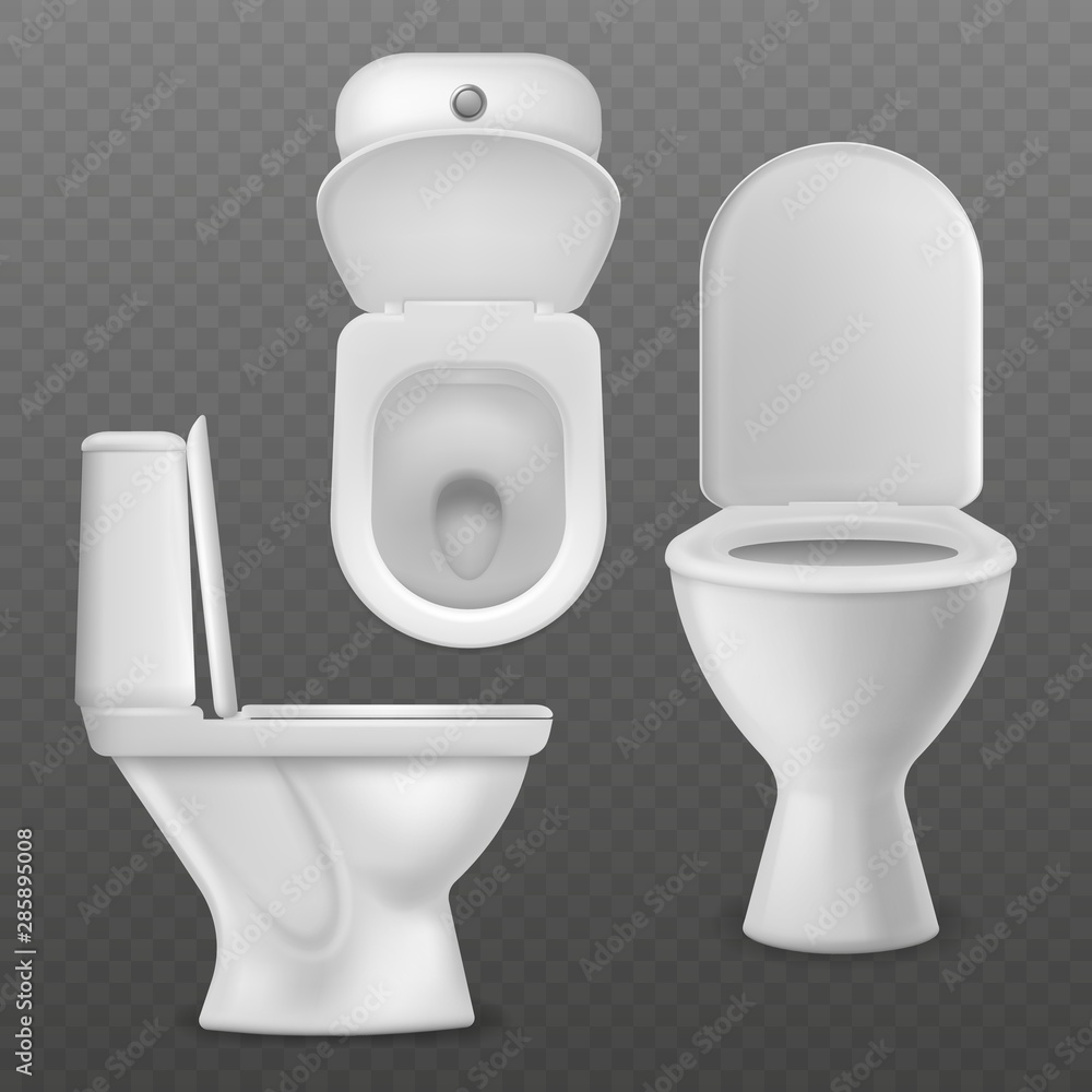 Vector de Stock Realistic toilet bowl. White toilet basin, clean ...