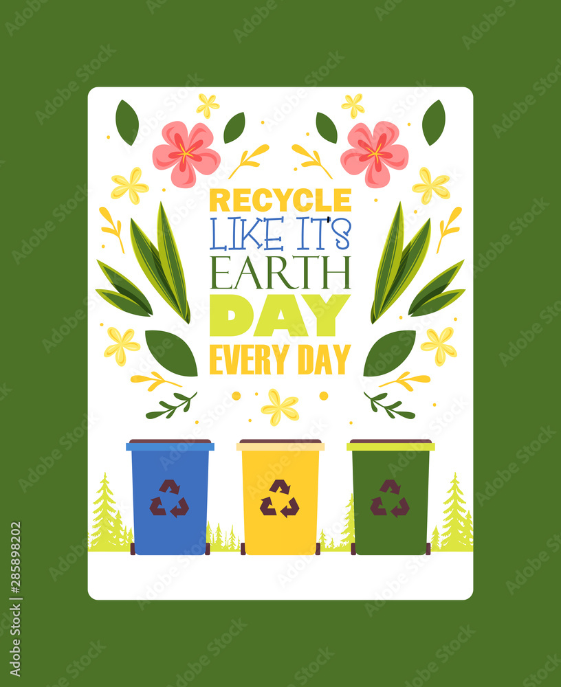 Sorting garbage motivational poster vector illustration. Different ...