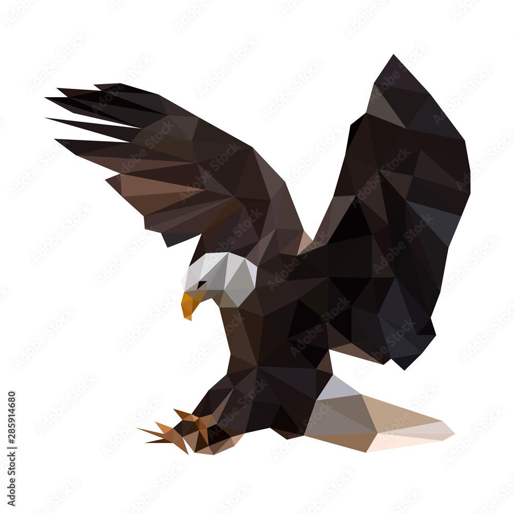 Low poly illustration of black eagle Stock Vector | Adobe Stock