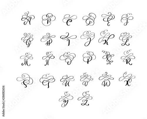 Vector Hand Drawn calligraphic flourish letters monogram or logo ...