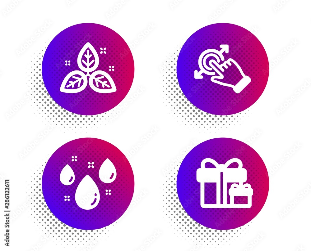 Rainy weather, Fair trade and Touchscreen gesture icons simple set ...