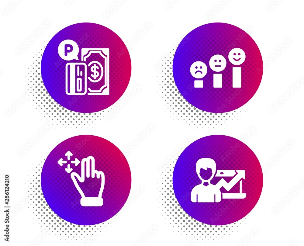 Parking payment, Move gesture and Customer satisfaction icons simple ...