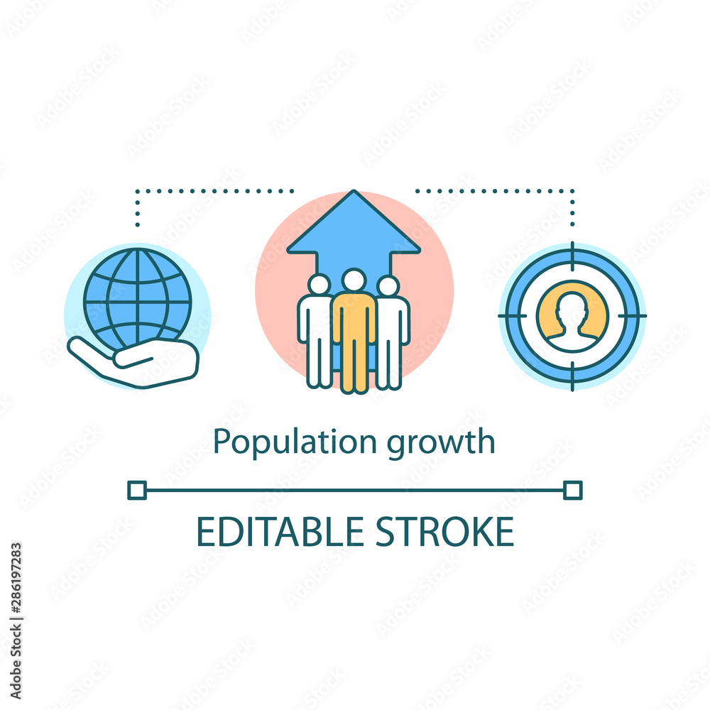 World human population growth concept icon. Overpopulation idea thin ...