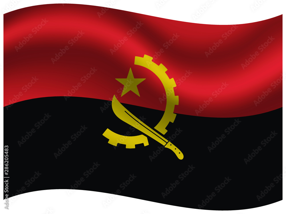 Angola Beautiful national flag with waving effects. original colors and ...