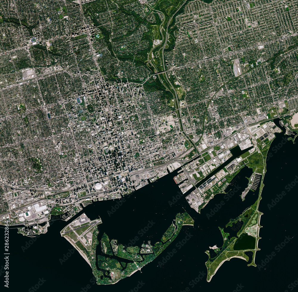 High resolution Satellite image of Toronto, Canada (Isolated imagery of ...