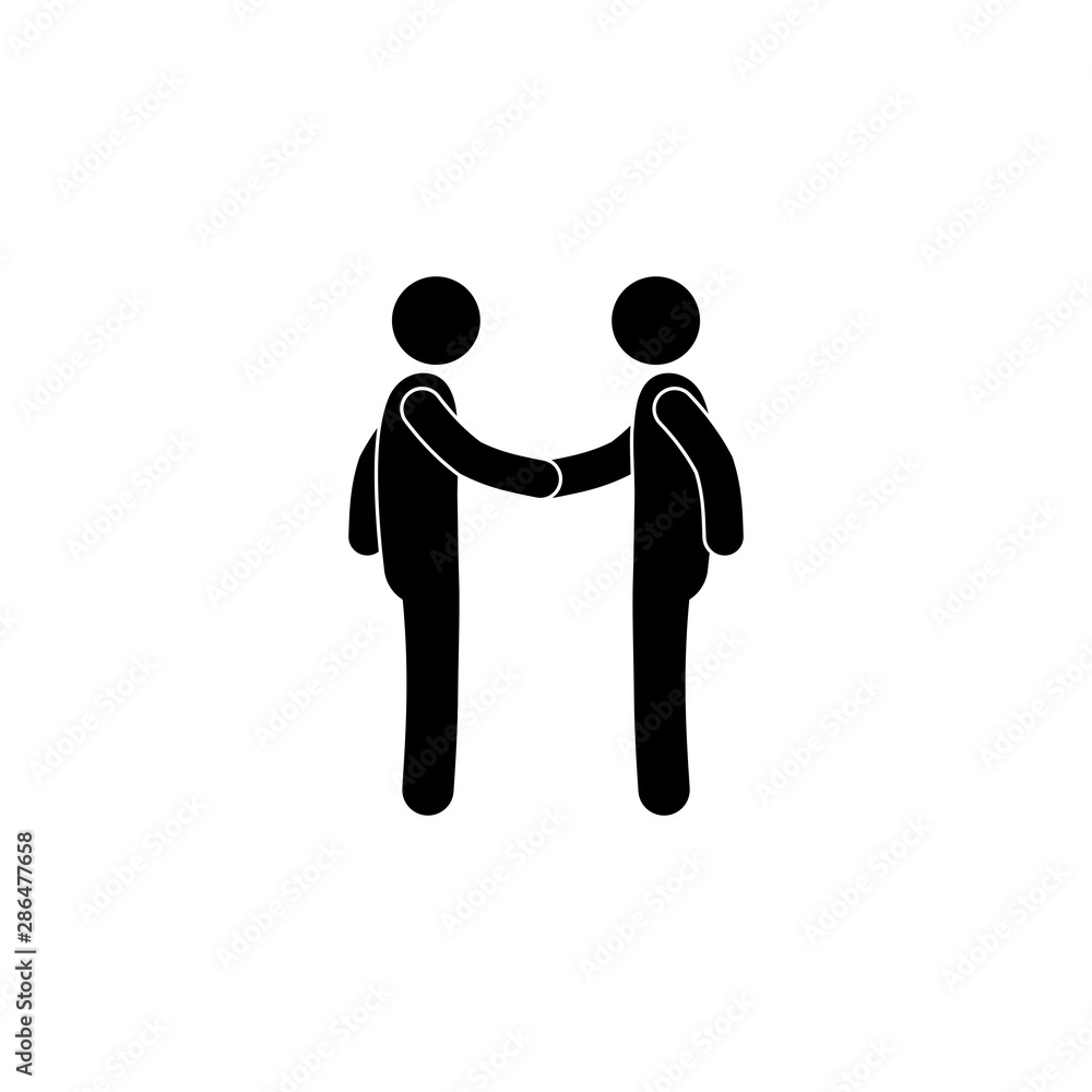 handshake icon, people shake hands stick figure pictogram Stock ...