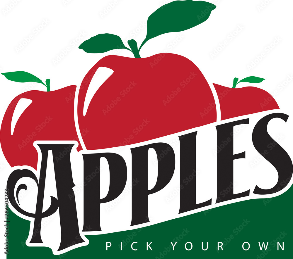Apple logo, farm stand sign, apple picking sign Stock Vector | Adobe Stock