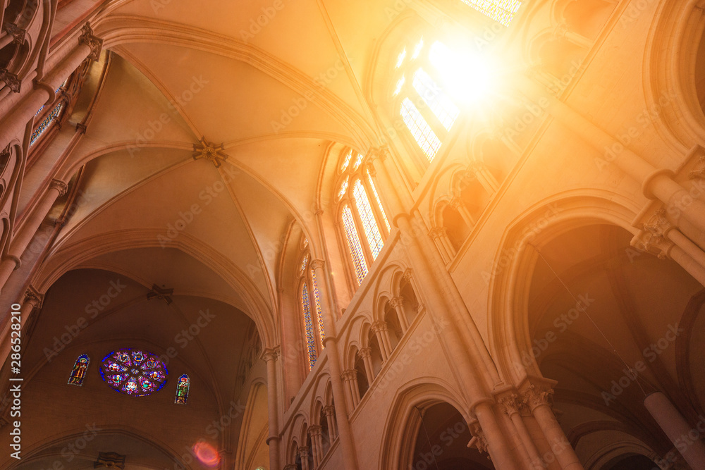 Old Church with sun flare through the window Stock Photo | Adobe Stock