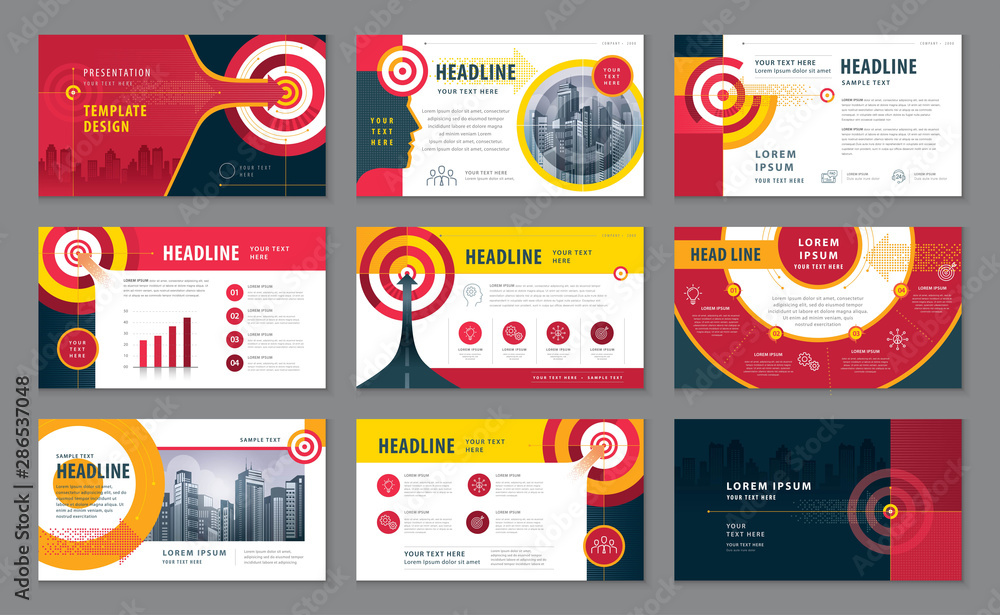 Abstract Presentation Templates Design Set, Infographic elements ...