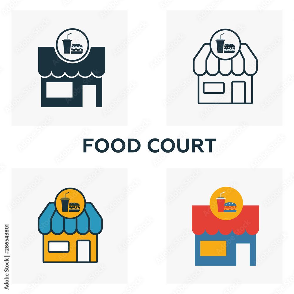 Food Court outline icon. Thin style design from city elements icons ...