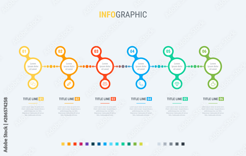 Vector infographics timeline design template with rounded elements ...