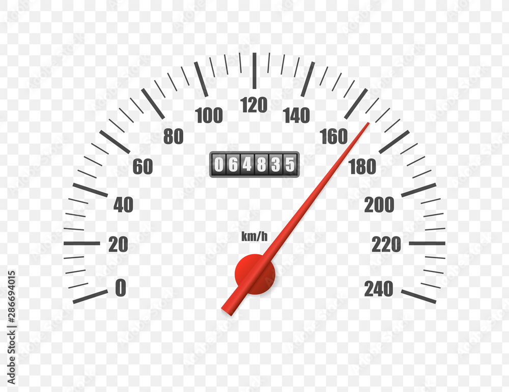 Realistic speedometer isolated on transparent background. Sport car ...