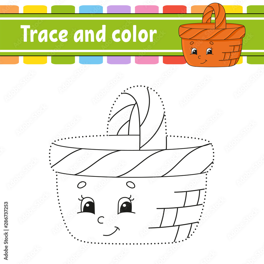 Trace and color. Coloring page for kids. Handwriting practice ...