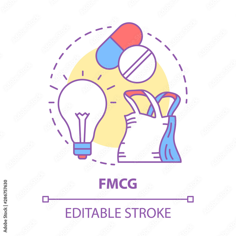 FMCG concept icon. Fast moving consumer goods idea thin line ...