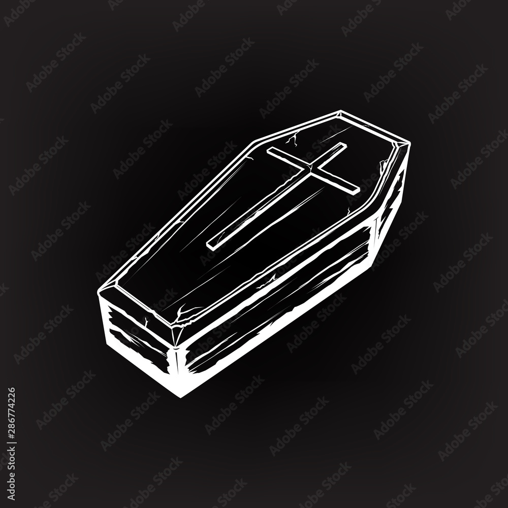wodden coffin with cross symbol, casket vector illustration Stock ...