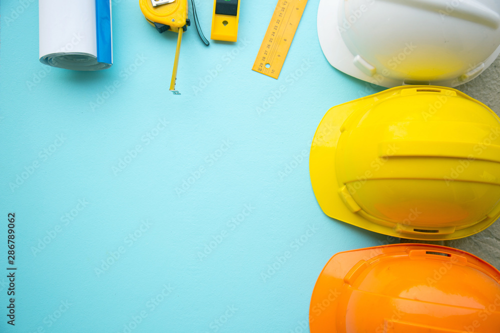 Architectural and Engineer Office desk background construction project ...