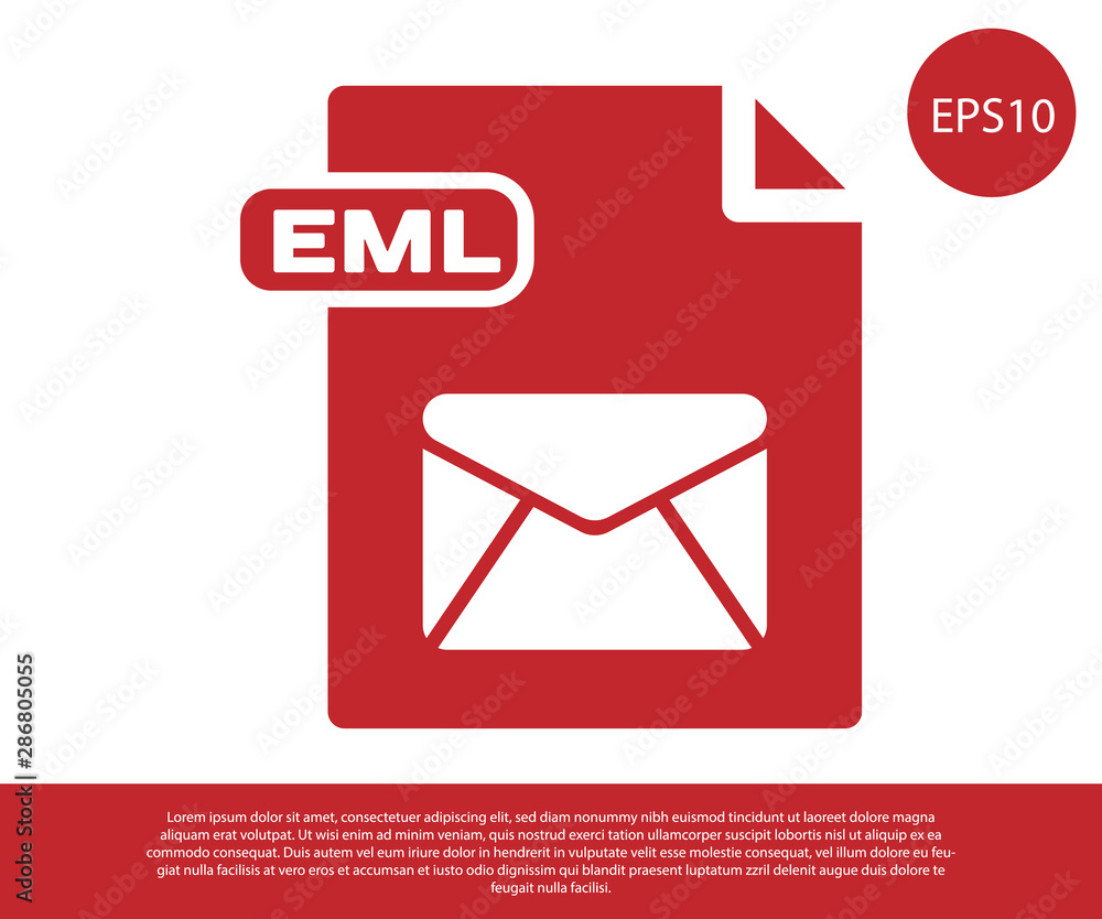 Red EML file document. Download eml button icon isolated on white ...
