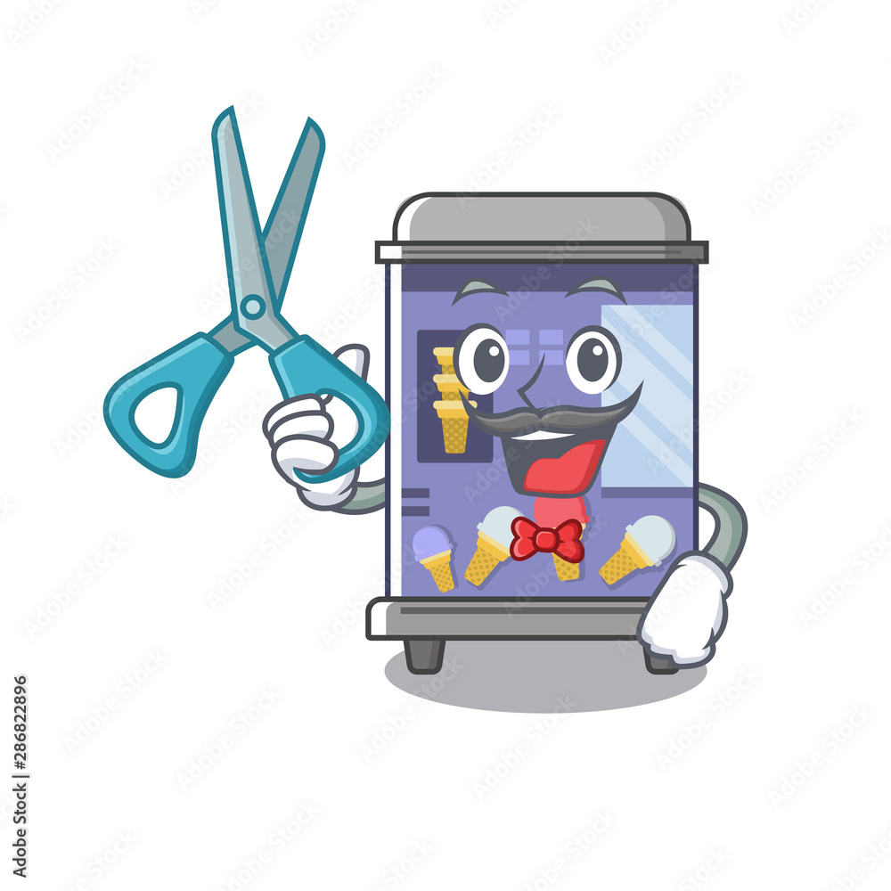 Barber ice cream vending machine cartoon formed character Stock Vector ...