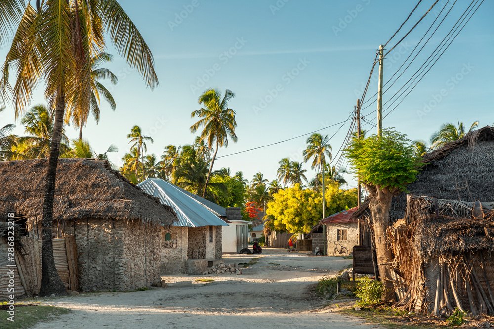 Empty street in african village Stock Photo | Adobe Stock