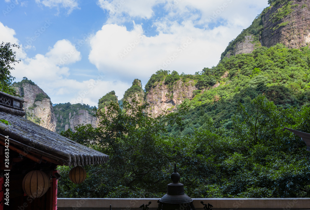 Landscape viewed from the Guanyin Cave in the Lingfeng Area of Mount ...