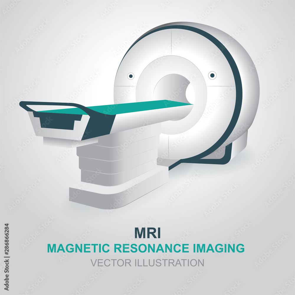 MRI. Magnetic resonance imaging device. Isolated MRI scanner vector ...