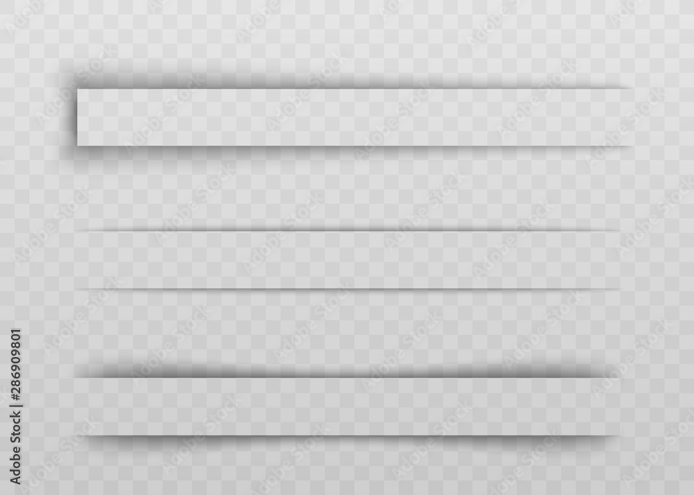 Paper piece border shadow set on transparent background - isolated ...