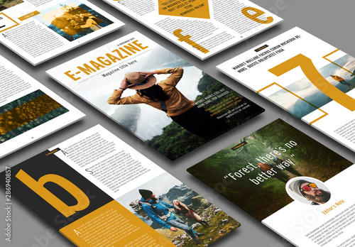 E-Magazine Layout with Orange Accents. Buy this stock template and ...