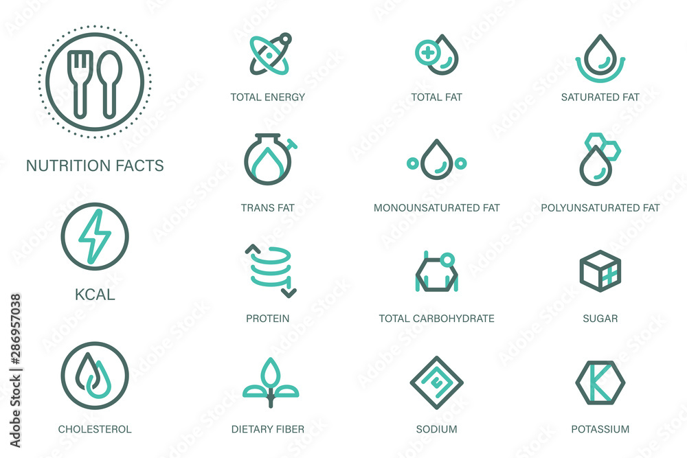 Vettoriale stock di Nutrition facts icon in outline style suitable for ...