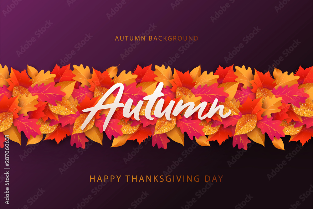 Autumn background, banner, poster or flyer design. Thanksgiving Day ...
