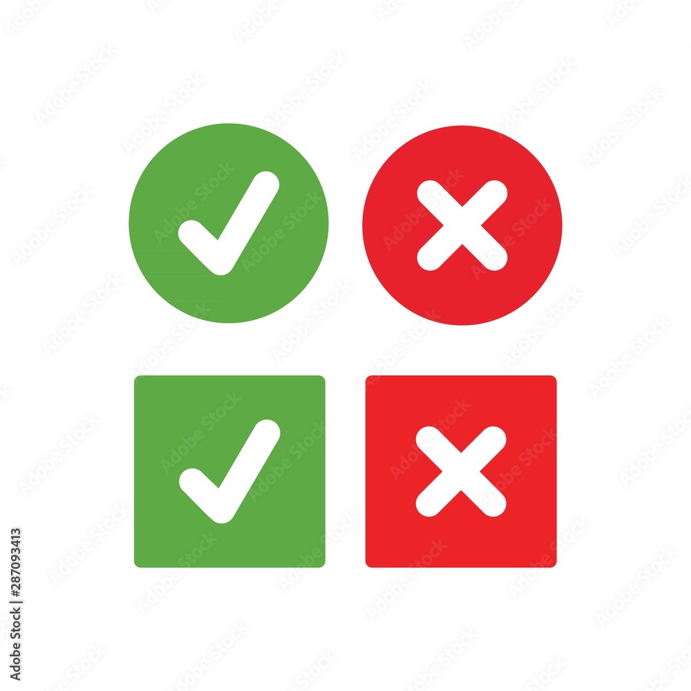 Green check mark and red cross,Check mark icon Stock Illustration | Adobe Stock
