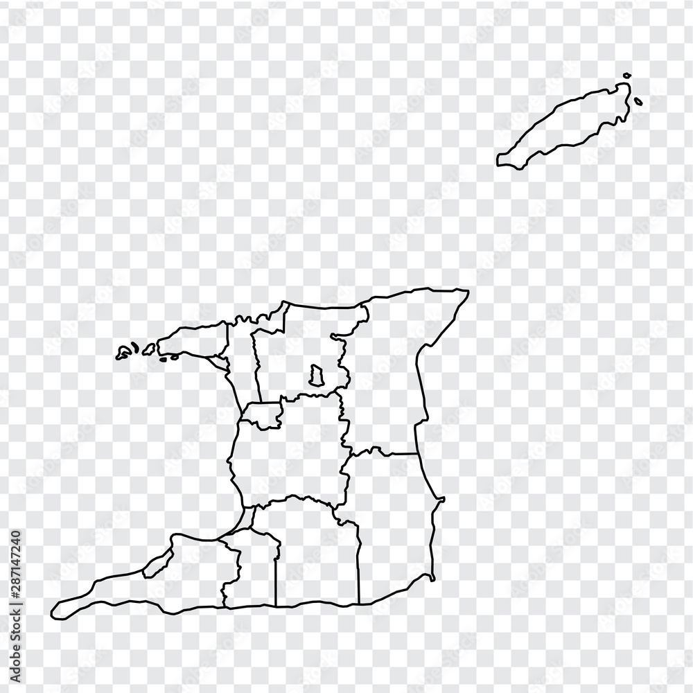 Blank map Trinidad and Tobago. High quality map of Trinidad and Tobago ...