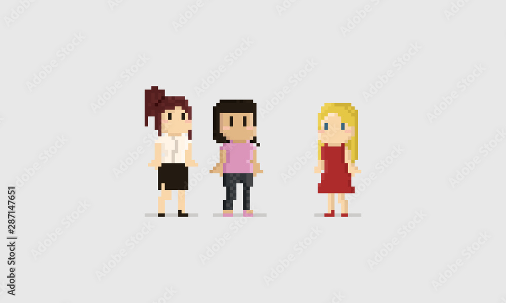 Pixel female character.8 bit. Stock Vector | Adobe Stock