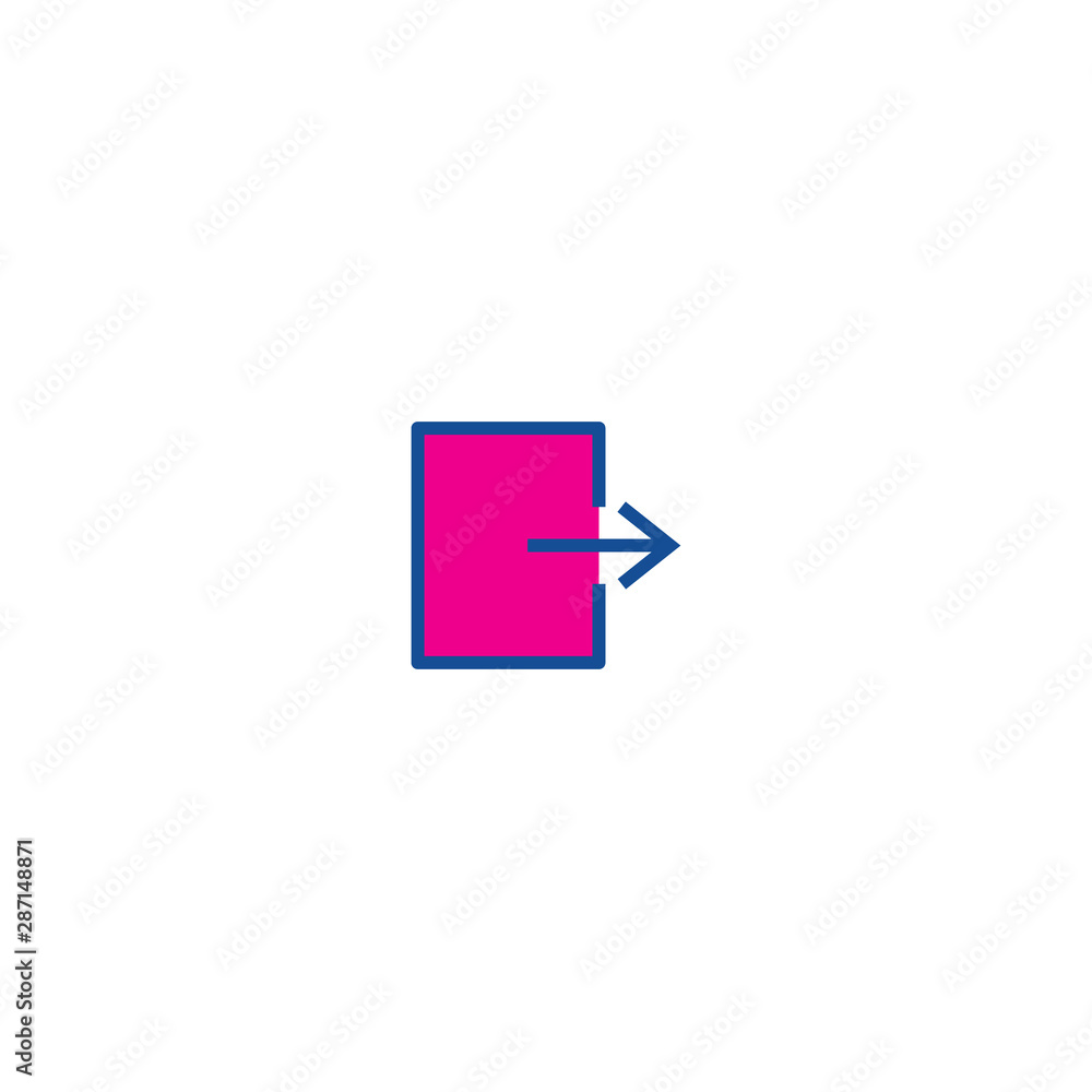 Exit single line color. Simple isolated pictogram. Symbol, logo ...