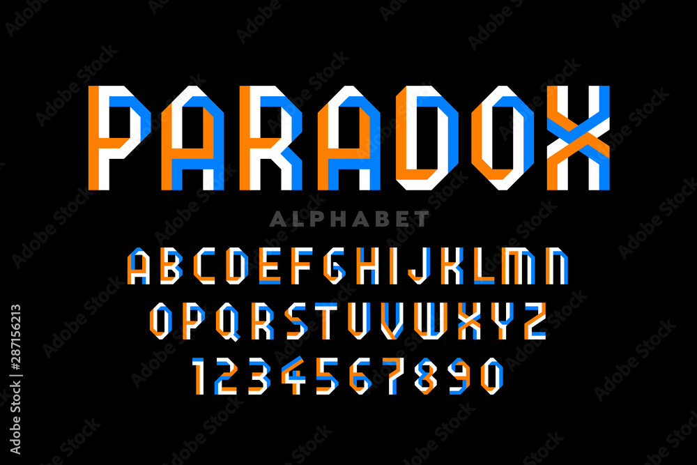 Impossible shape style font design, alphabet letters and numbers Stock ...