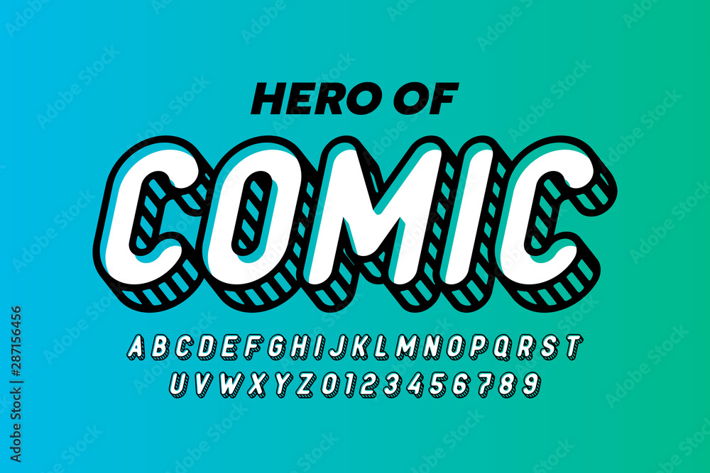 Comics hero style font design, alphabet letters and numbers Stock ...