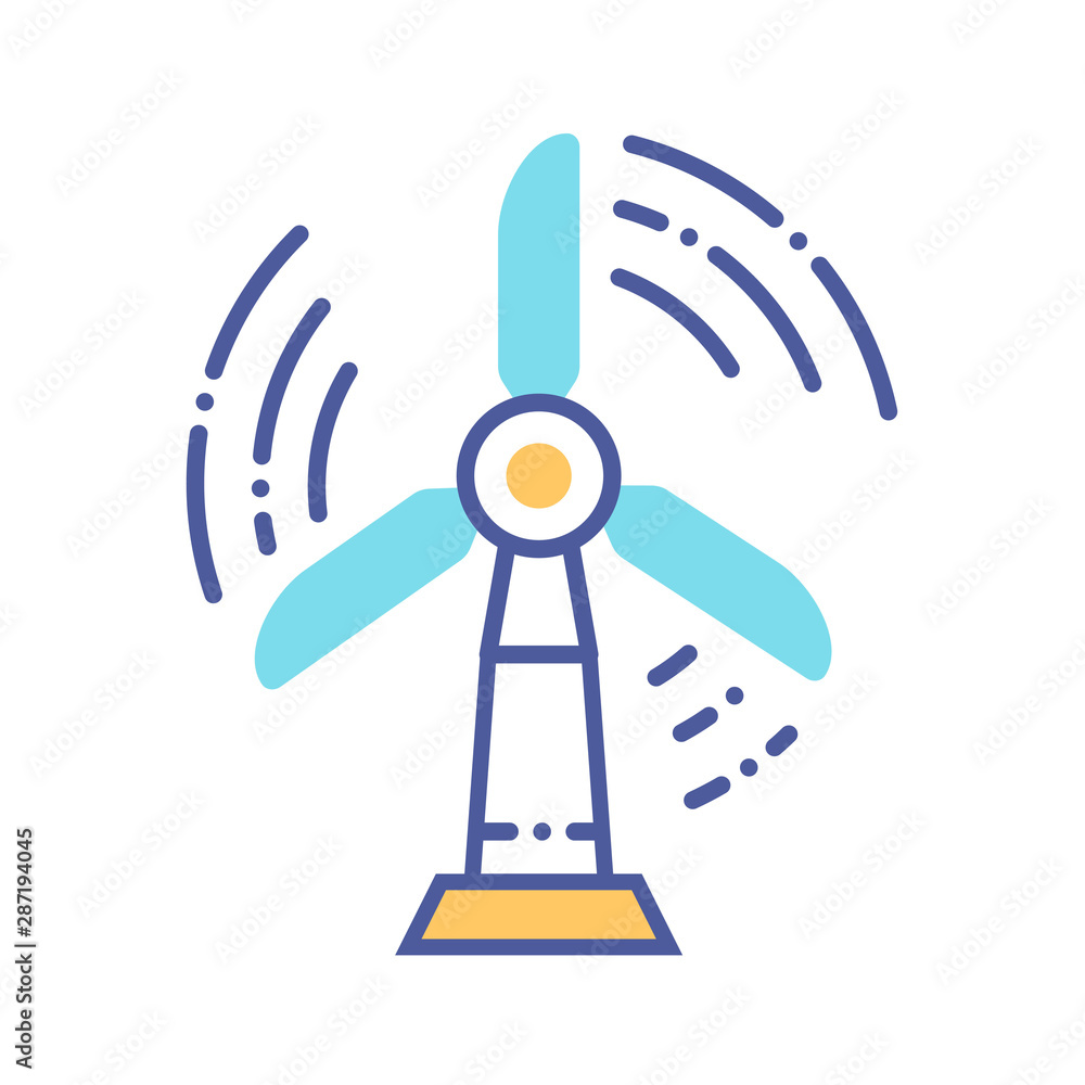 Non factory line color icon. Environment protect vector pictogram. Non ...