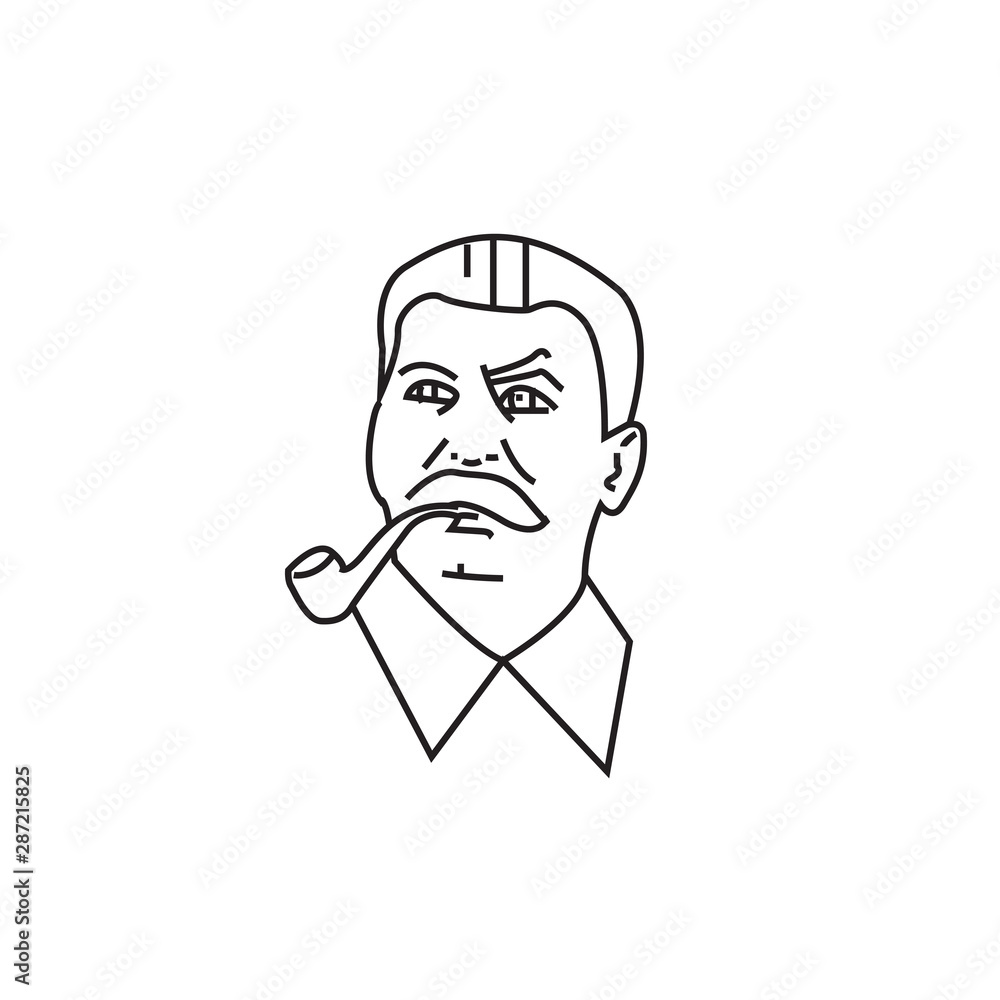 Стоковое векторное изображение «Stalin linear vector portrait. Soviet ...