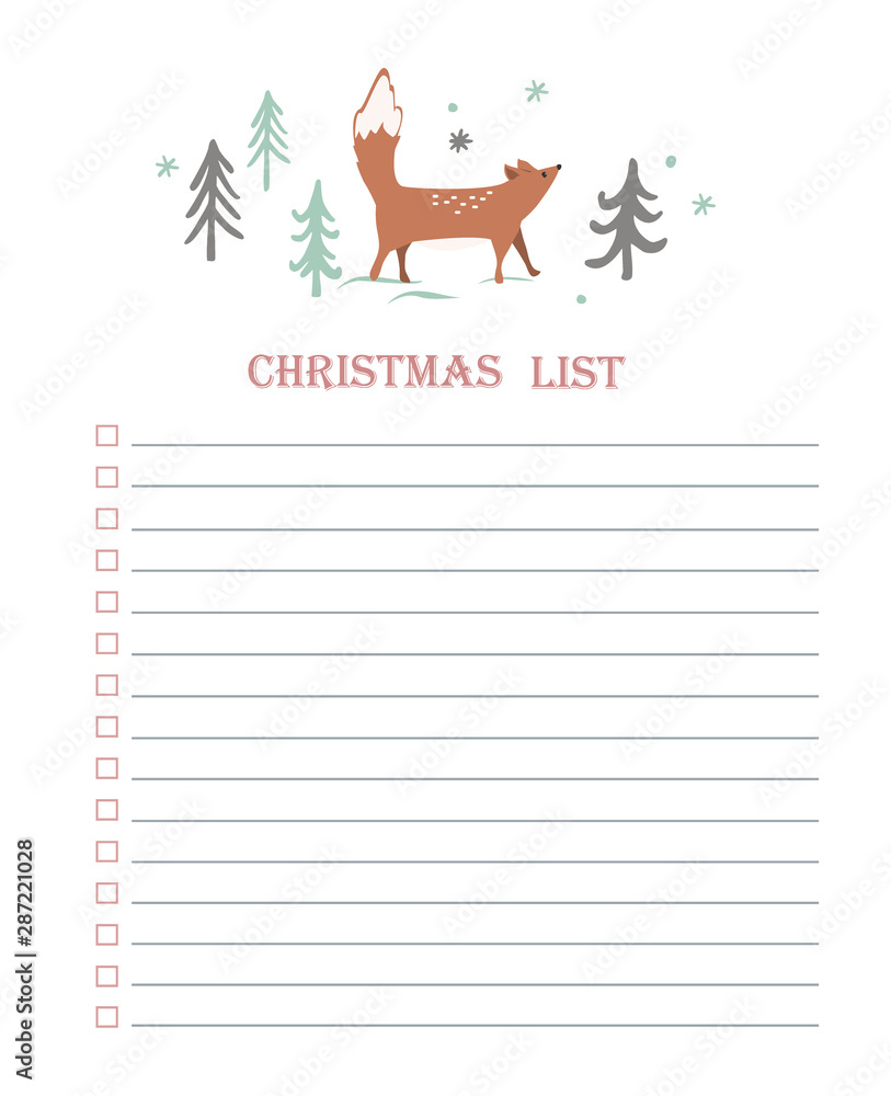 New Year and Christmas holidays to do list with doodle trees and cute ...