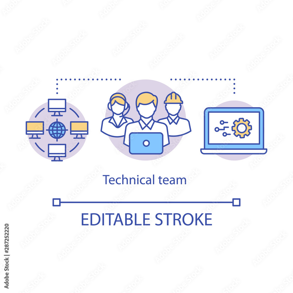 Technical team concept icon. System administration idea thin line ...