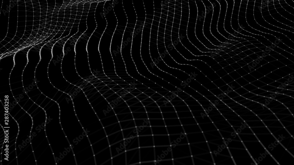 Wave 3d. Wave of particles. Futuristic point wave. Design for poster ...