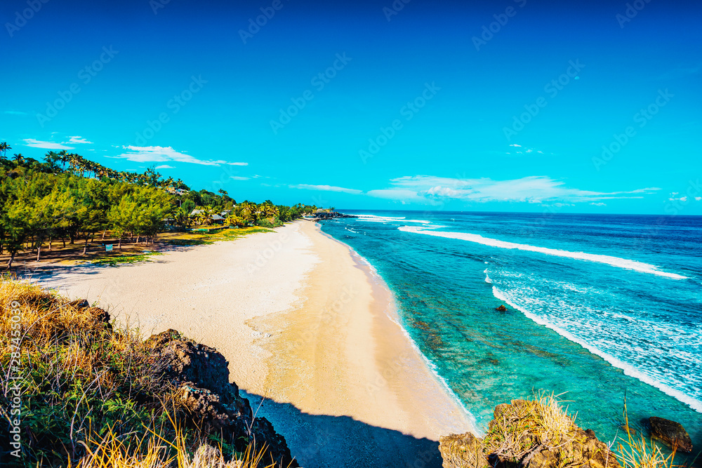 Boucan Canot Beach at Reunion Island - Touristic site Stock Photo ...