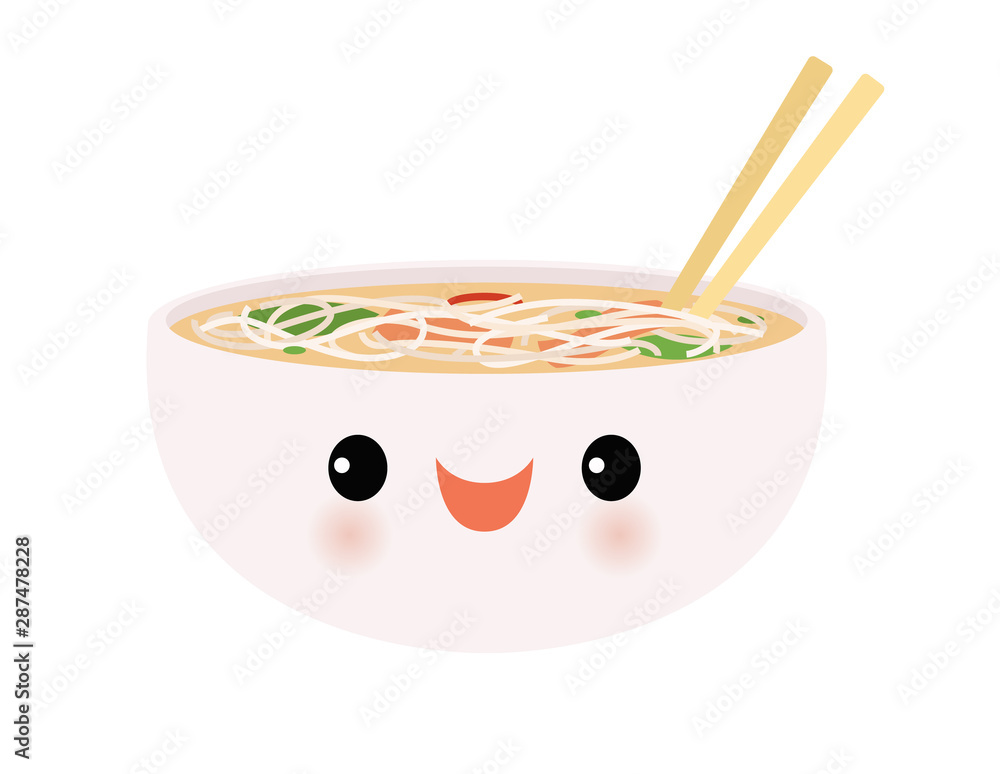 Cute bowl of pho Stock Vector | Adobe Stock
