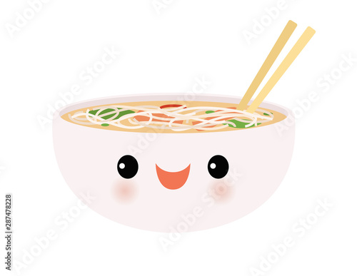 Cute bowl of pho Stock Vector | Adobe Stock