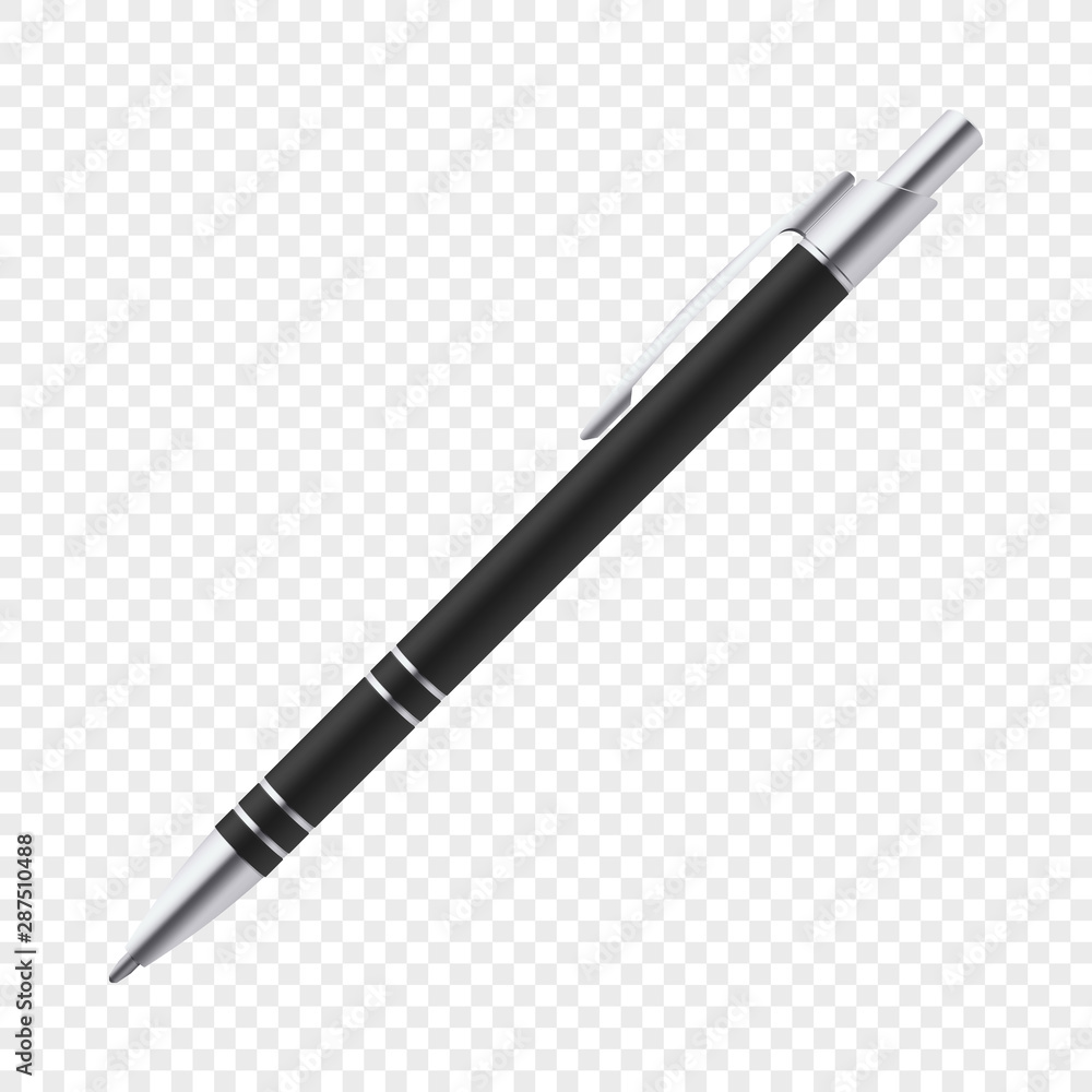Single black vector ballpoint pen on transparent background Stock ...