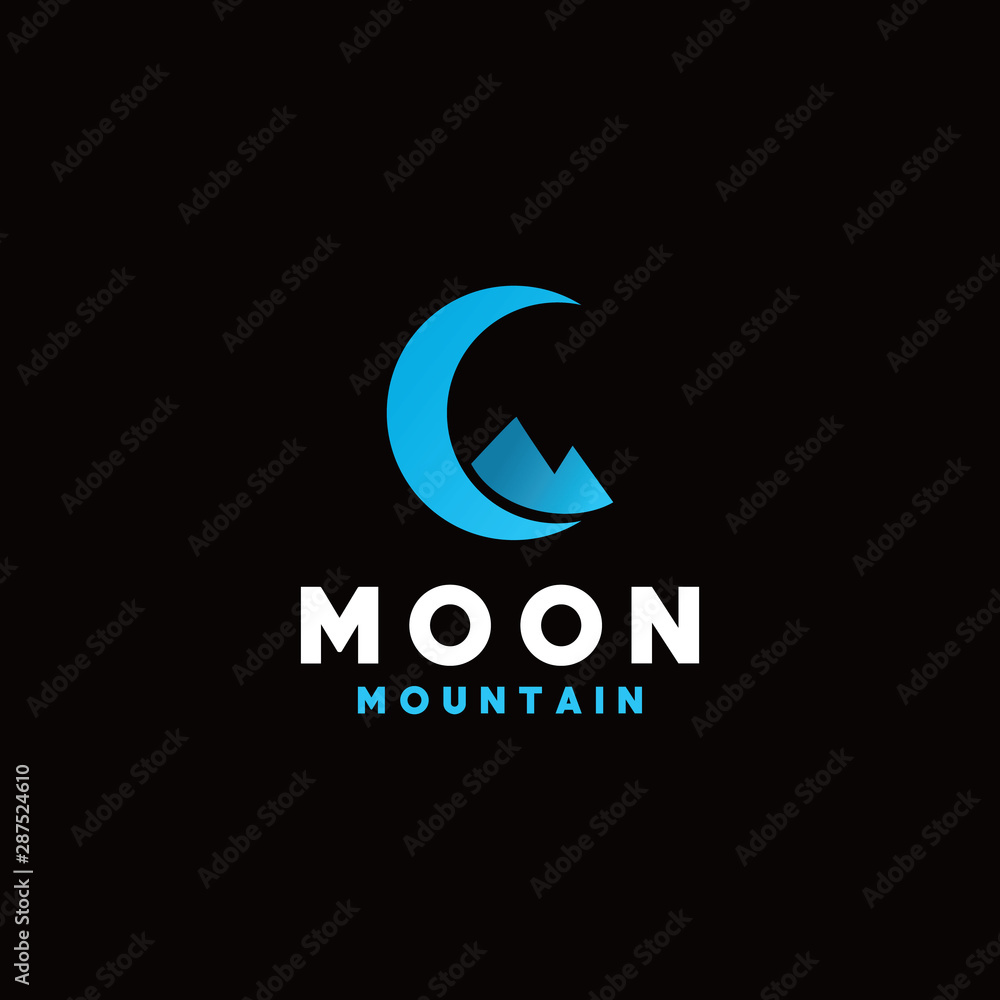 Moon And Mountain Logo Vector Design Template. Modern and Emblem Icon ...