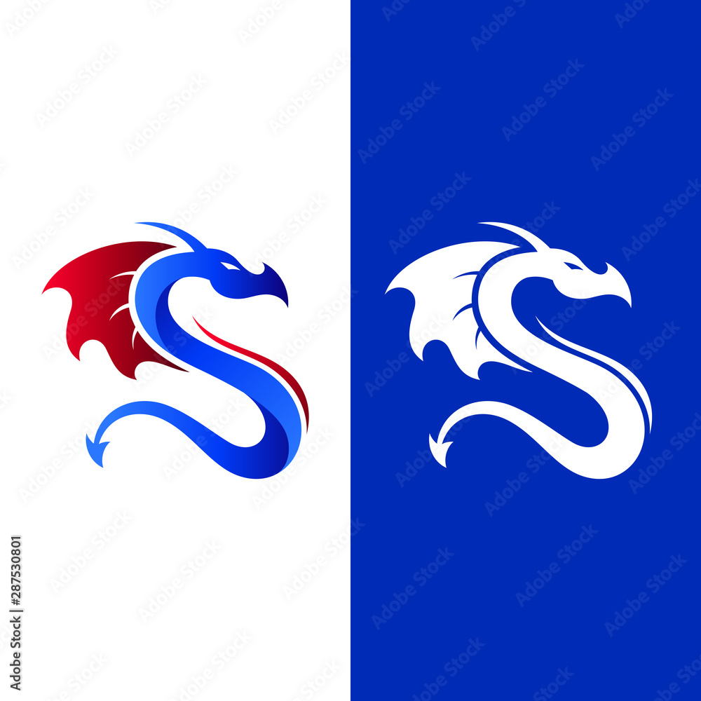 Dragon logo design template, vector illustration, snake icon, letter s ...