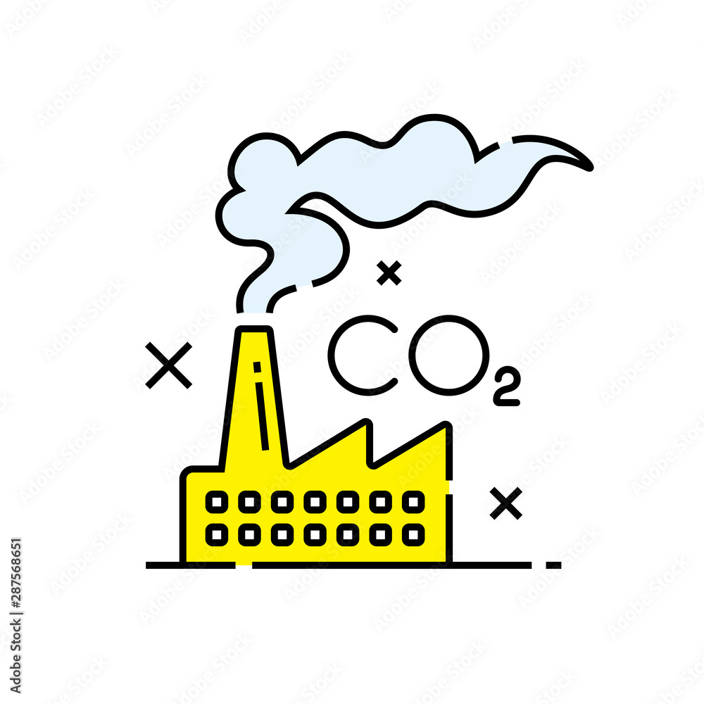 Carbon dioxide pollution icon. Co2 emissions symbol. Global warming ...